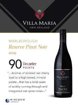 Villa Maria Reserve Pinot Noir 2019 Shelf Talker (90 pts Decanter ...